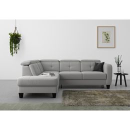 Sit & More Ecksofa SIT & MORE, B:249cm H:85cm T:195cm, grau, Wohnzimmer, Sofas, "Belluci L-Form", inklusive Federkern, wahlweise mit Bettfunktion und Bettkasten