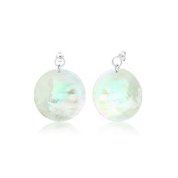 Elli Damen Paar Ohrh&auml;nger "H&auml;nger Perlmutt-Pl&auml;ttchen Schimmernd 925 Silber", onesize, ohne Stein, Silber 925 (Sterlingsilber), silber, Silber 925