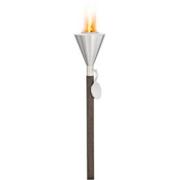 Gartenfackel Blomus, H:154cm Ø:14cm, silber, Leuchten, "ORCHOS", Edelstahl matt / Holz