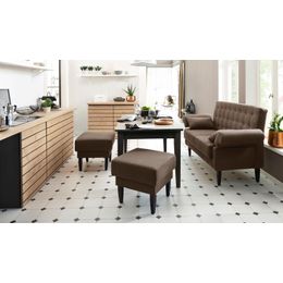 Hocker Home Affaire, B:55cm H:51cm T:55cm, braun, Microfaser in Antiklederoptik (100% Polyester);Struktur fein (100% Polyester);Luxus-Microfaser
