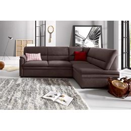 Sit & More Ecksofa SIT & MORE, B:245cm H:89cm T:161cm, braun, NaturLEDER (echtes Rindsleder), Korpus in Kunstleder SOFTLUX;Luxus-Microfaser (90% Polyester, 10%