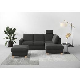 Ecksofa Home Affaire, B:236cm H:91cm T:170cm, grau, 95% Polyester, 5% Polyamid, Wohnzimmer, Sofas, "Summer L-Form", mit Ottomane, wahlweise mit