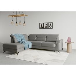 Sit & More Ecksofa SIT & MORE, B:251cm H:85cm T:220cm, grau, 100% Polyester, Wohnzimmer, Sofas, "Sinatra L-Form", mit Ottomane, optional mit Kopfteilverstellung