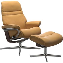 Relaxsessel stressless, B:79cm H:103cm T:73cm, gelb, Wohnzimmer, Sessel, "Sunrise", mit Cross Base, Größe S, M & L, Holzakzent Wenge