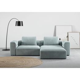 Ecksofa RAUM.ID, B:268cm H:62cm T:191cm, blau, 88% Polyester, 12% Polyacryl, Wohnzimmer, Sofas, "Cushid L-Form", Modulset, bestehend aus 3 Teilen