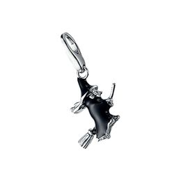 Damen Charm-Einhänger "Hexe, Silber 925", schwarz, Giorgio Martello MILANO, Silber 925 (Sterlingsilber), Charms