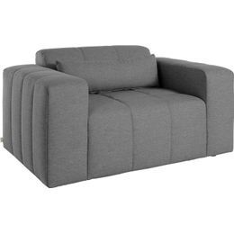 Loveseat, B:142cm H:74cm T:90cm, grau, LeGer Home by Lena Gercke, 88% Polyester, 9% Rayon, 3% Nylon, Sessel, "Maileen Sessel", passend zur Modulserie