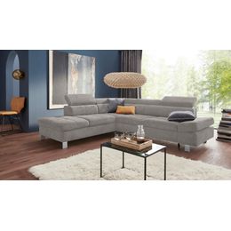 Ecksofa, B:272cm H:98cm T:232cm, grau, exxpo - SOFA FASHION, Luxus-Kunstleder;Webstoff (100% Polyester);Webvelours (100% Polyester), Wohnzimmer,