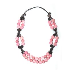Damen Lange Kette "Mona", rosa, Basic, Collezione Alessandro, Holz, Halsketten, mit flachen Holzperlen