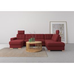 Sit & More Wohnlandschaft SIT & MORE, B:312cm H:82cm T:213cm, rot, Sofas, "Quincy U-Form", wahlweise mit Bettfunktion und Bettkasten