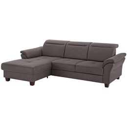 Ecksofa Home Affaire, B:255cm H:104cm T:185cm, grau, Struktur (100% Polyester);Luxus-Microfaser Lederoptik (100% Polyester);Luxus-Microfaser ALTARA