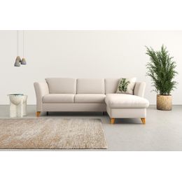 Ecksofa Home Affaire, B:249cm H:86cm T:162cm, grau, 100% Polyester, Wohnzimmer, Sofas, "Trelleborg L-Form", Federkern-Polsterung, wahlweise mit