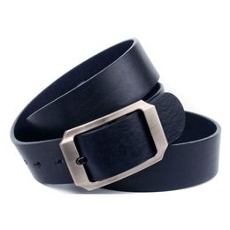 Anthoni Crown Damen Lederg&uuml;rtel, blau, Gr. 105, unifarben, Leder, G&uuml;rtel, Vollleder Jeansg&uuml;rtel in dunkelblau