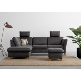 Ecksofa Home Affaire, B:252cm H:86cm T:213cm, grau, 100% Polyester, Wohnzimmer, Sofas, "Trelleborg L-Form", wahlweise mit Bettfunktion und