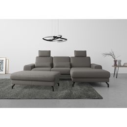 Sit & More Ecksofa SIT & MORE, B:283cm H:88cm T:175cm, grau, Wohnzimmer, Sofas, "Cinturo L-Form", inklusive Sitztiefenverstellung und Federkern, Sitzhöhe 45 cm