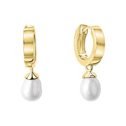 Vivance Damen Paar Creolen "375/- Gelbgold S&uuml;&szlig;wasserzuchtperle", one-size, Gold, gelb, Gold, Ohrringe