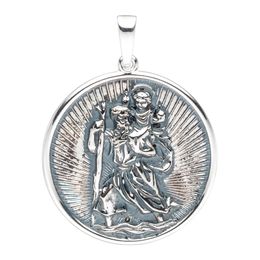 Jobo Damen Runder Anhänger "Schutzpatron Christopherus", Silber 925 (Sterlingsilber), silber, Silber 925 (Sterlingsilber), Schmuckanhänger, rund 925
