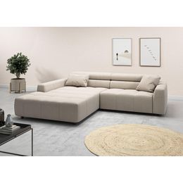 Ecksofa 3C CANDY, B:258cm H:68cm T:217cm, grau, 100% Polyester, Sofas, "Denver auch mit Cord- und Easy care-Bezug, Kopfteilverstellung L-Form",