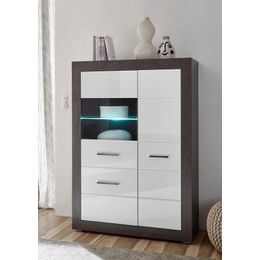 Vitrine Inosign, B:100cm H:142cm T:35cm, grau, Wohnzimmer, Schr&auml;nke, "Etero", H&ouml;he 142 cm