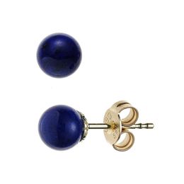 Jobo Damen Paar Ohrstecker, 6mm, Gelbgold 585, gelb, Gelbgold 585, Ohrringe, 585 Gold mit Lapislazuli