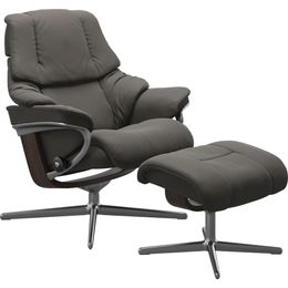 Fu&szlig;hocker stressless, B:55cm H:43cm T:41cm, grau, Leder PALOMA: PALOMA ist ein durchgef&auml;rbtes Semianilin-M&ouml;belleder mit nat&uuml;rlicher Narbung., Garten,