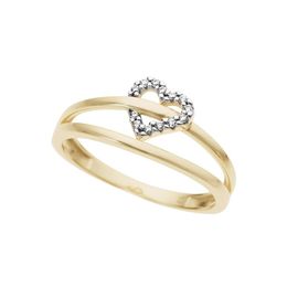 Firetti Damen Diamantring "Schmuck Geschenk Gold 333 Damenring Goldring Diamant Herz", 16, 0,06 P2 = erkennbare Einschlüsse, Diamanten Gelbgold 333,