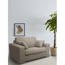 Sessel Home Affaire, B:140cm H:86cm T:95cm, braun, 100% Polyester, Wohnzimmer, Sessel, "Roma Matratzenh&ouml;he 140cm", Dauerschlaffunktion, mit