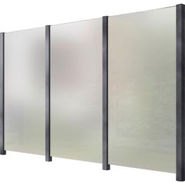 STAKET PRO Zaun, Pfosten: 4 Stk., grau, Zaunelemente, Glaszaun, Gesamtl&auml;nge: 3,284 m, 4 Pfosten