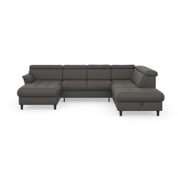 Sit & More Wohnlandschaft SIT & MORE, B:304cm T:216cm, grau, 100% Polyester, Sofas, "Marano U-Form", inklusive Kopfteilverstellung, wahlweise mit Bettfunktion,