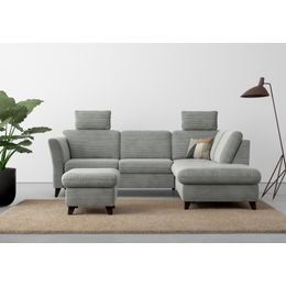 Ecksofa Home Affaire, B:252cm H:86cm T:213cm, silber, 100% Polyester, Wohnzimmer, Sofas, "Trelleborg L-Form", wahlweise mit Bettfunktion und