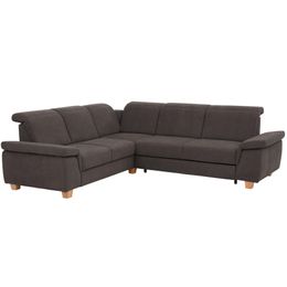 Ecksofa Home Affaire, B:256cm T:236cm, grau, Luxus-Microfaser Florence (100% Polyester);Luxus-Microfaser weich (90% Polyester, 10% Polyamid);Webstoff