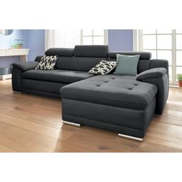 Sit & More Ecksofa SIT & MORE, B:270cm H:93cm T:165cm, schwarz, Kunstleder SOFTLUX;Luxus-Microfaser ALTARA NUBUCK (100% Polyester);Struktur ( 100% Polyester),
