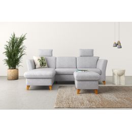 Ecksofa Home Affaire, B:249cm H:86cm T:162cm, silber, 100% Polyester, Wohnzimmer, Sofas, "Trelleborg L-Form", Federkern-Polsterung, wahlweise mit