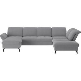 Sit & More Wohnlandschaft SIT & MORE, B:363cm H:88cm T:242cm, grau, 100% Polyester, Sofas, "Leandro U-Form", Wahlweise mit Bett-, Kopfteil - und