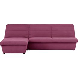 Ecksofa, B:274cm H:92cm T:168cm, rosa, LOOKS by Wolfgang Joop, 100% Polyester, Wohnzimmer, Sofas, "LOOKS VIII L-Form", Quersteppung, ohne Armlehnen,