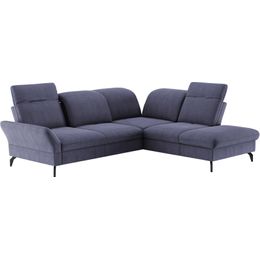 Sit & More Ecksofa SIT & MORE, B:288cm H:88cm T:242cm, blau, 90% Polyester, 10% Polyamid, Wohnzimmer, Sofas, "Leandro L-Form", Wahlweise mit Bett-, Kopfteil -