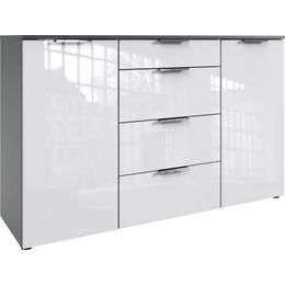 Kombikommode wimex, B:135cm H:84cm T:41cm, grau, Spanplatte, Schlafzimmer, Sideboards, "level36 D by fresh to go", mit lackierten Hochglanz Fronten,