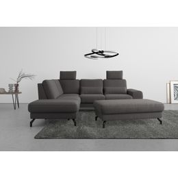 Sit & More Ecksofa SIT & MORE, B:260cm H:88cm T:226cm, grau, Wohnzimmer, Sofas, "Cinturo L-Form", inklusive Sitztiefenverstellung und Federkern, Sitzhöhe 45 cm