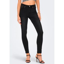 Only Damen Skinny-fit-Jeans "ONLWAUW MID SK BJ1097", schwarz, Gr. L, Abriebeffekte, Denim/Jeans, Obermaterial: 56% Baumwolle, 39% Polyester, 3%