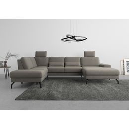 Sit & More Wohnlandschaft SIT & MORE, B:345cm H:91cm T:226cm, braun, Sofas, "Cinturo U-Form", inklusive Sitztiefenverstellung und Federkern, Sitzhöhe 48 cm