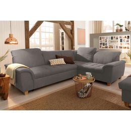 Ecksofa Home Affaire, B:275cm H:81cm T:214cm, grau, Luxus-Microfaser Lederoptik (100% Polyester);Microfaser PRIMABELLE (100% Polyester);Feinstruktur