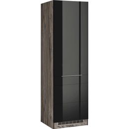 K&uuml;hlumbauschrank KOCHSTATION, B:60cm H:200cm T:60cm, schwarz, MDF, Schr&auml;nke, "KS-Brindisi", 60 cm breit, 200 cm hoch, hochwertige MDF Fronten
