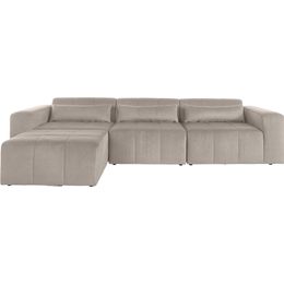 Ecksofa, B:322cm H:74cm T:155cm, beige, LeGer Home by Lena Gercke, 100% Polyester, Wohnzimmer, Sofas, "Maileen L-Form", Modulsofa, bestehend aus 4