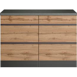 Unterschrank KOCHSTATION, B:120cm H:86cm T:60cm, braun, Holzwerkstoff, Küche, Schränke, "KS-Riesa", Breite 120 cm, MDF-Fronten