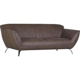 2-Sitzer GUTMANN FACTORY, B:205cm H:83cm T:100cm, grau, Leder, Sofas, "Venezuela"