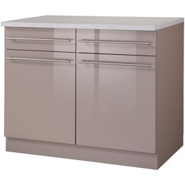 Wiho-K&uuml;chen Unterschrank WIHO K&Uuml;CHEN, B:100cm H:85cm T:60cm, braun, K&uuml;che, Schr&auml;nke, "Chicago", 100 cm breit, 2 Schubk&auml;sten und 2 T&uuml;ren, f&uuml;r viel Stauraum