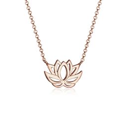 Elli Damen Kette mit Anh&auml;nger "mit Lotusblume Bl&uuml;te Gl&uuml;cksbringer 925 Silber", 45, ohne Stein, Silber 925 (Sterlingsilber), L: 45, rosa, Silber 925