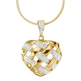 Firetti Damen Herzanhänger "Schmuck Geschenk Gold 333 zweifarbig", 0,02 P1 = bei 10-facher Vergrößerung erkennbare Einschlüsse, Diamanten Gelbgold
