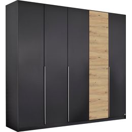 Drehtürenschrank Rauch, B:226cm H:210cm T:54cm, grau, Holzwerkstoff, Schränke, "Bellezza", inkl. Schubkasteneinsatz, Wäscheeinteilung und weiterem