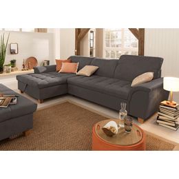 Ecksofa Home Affaire, B:279cm H:81cm T:162cm, braun, Wohnzimmer, Sofas, "Lyla L-Form", mit Recamiere, wahlweise mit Rückenfunktion und zusätzlich mit